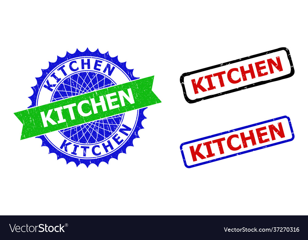 Kitchen rosette and rectangle bicolor watermarks Vector Image