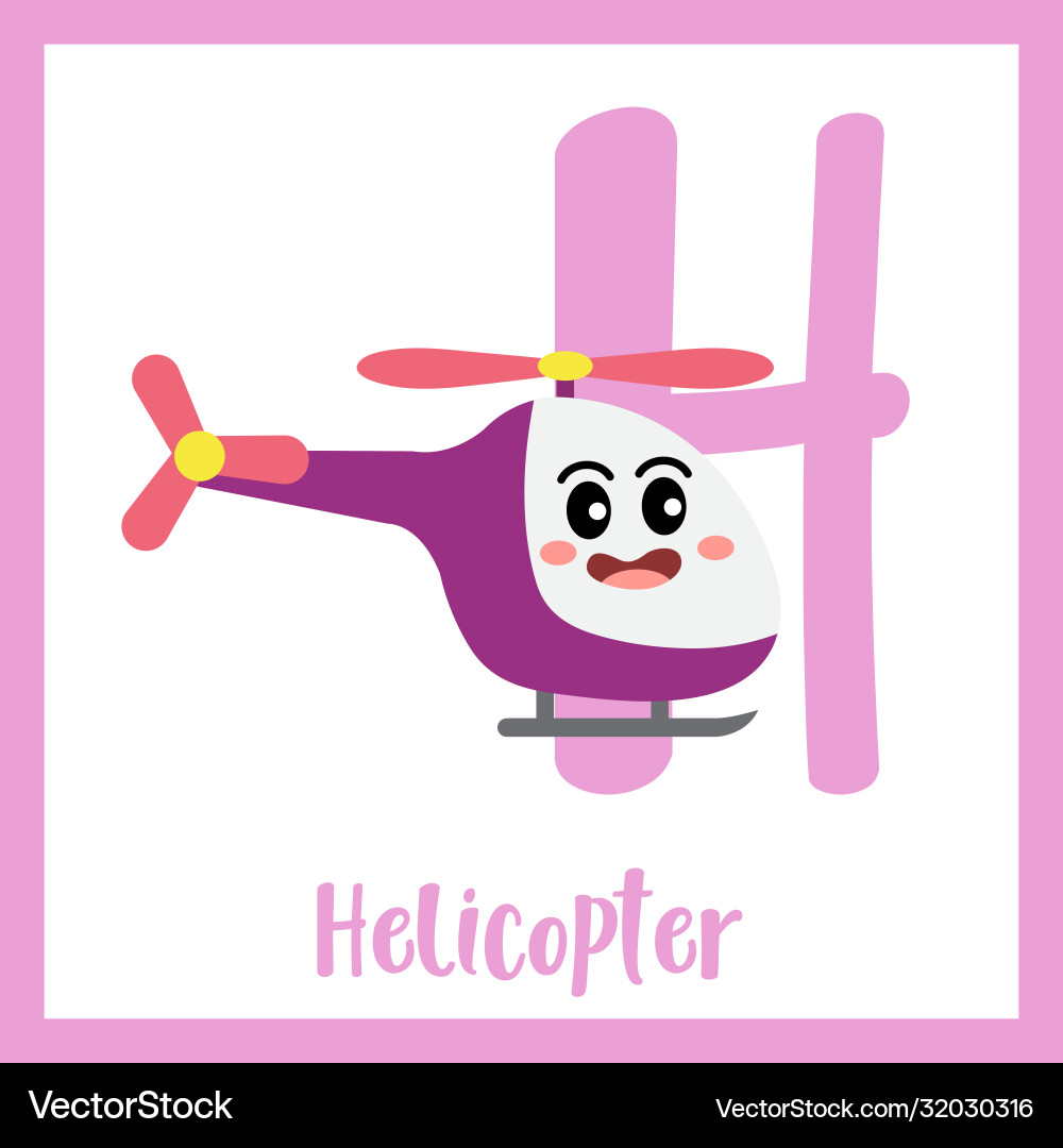 Letter h vocabulary helicopter Royalty Free Vector Image