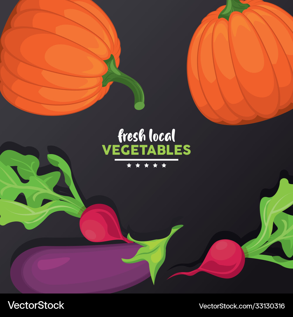Local fresh vegetables lettering with black Vector Image