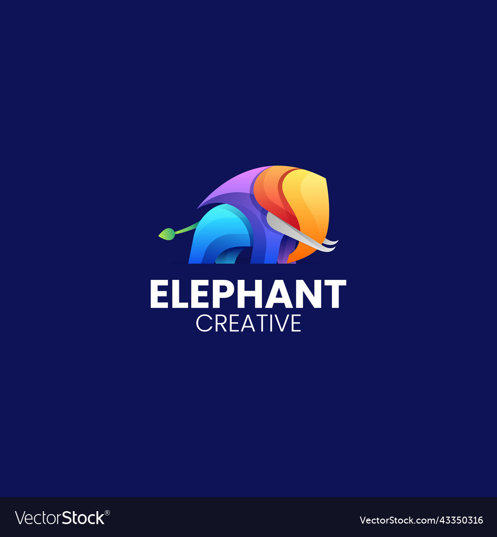Logo elephant gradient colorful style Royalty Free Vector