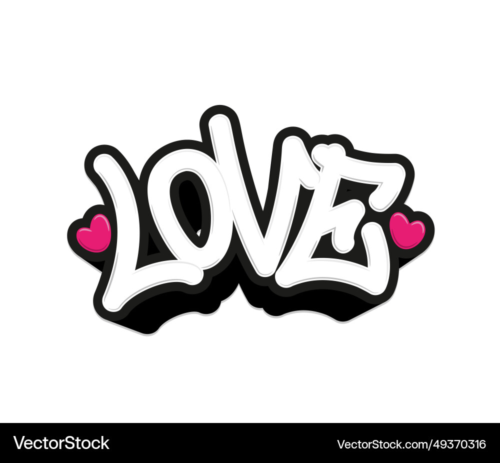 Love tag graffiti style label lettering Royalty Free Vector