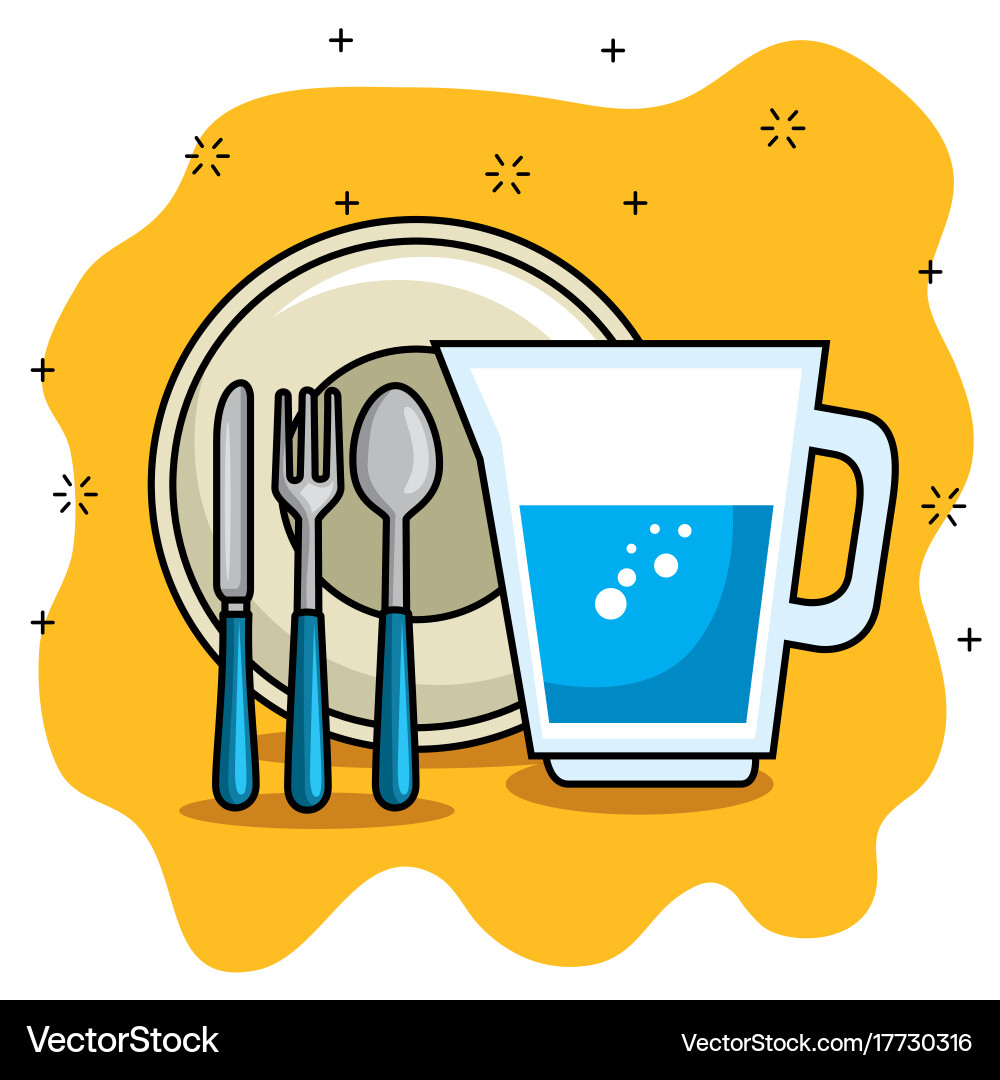 Plate and cutlery cartoon Royalty Free Vector Image