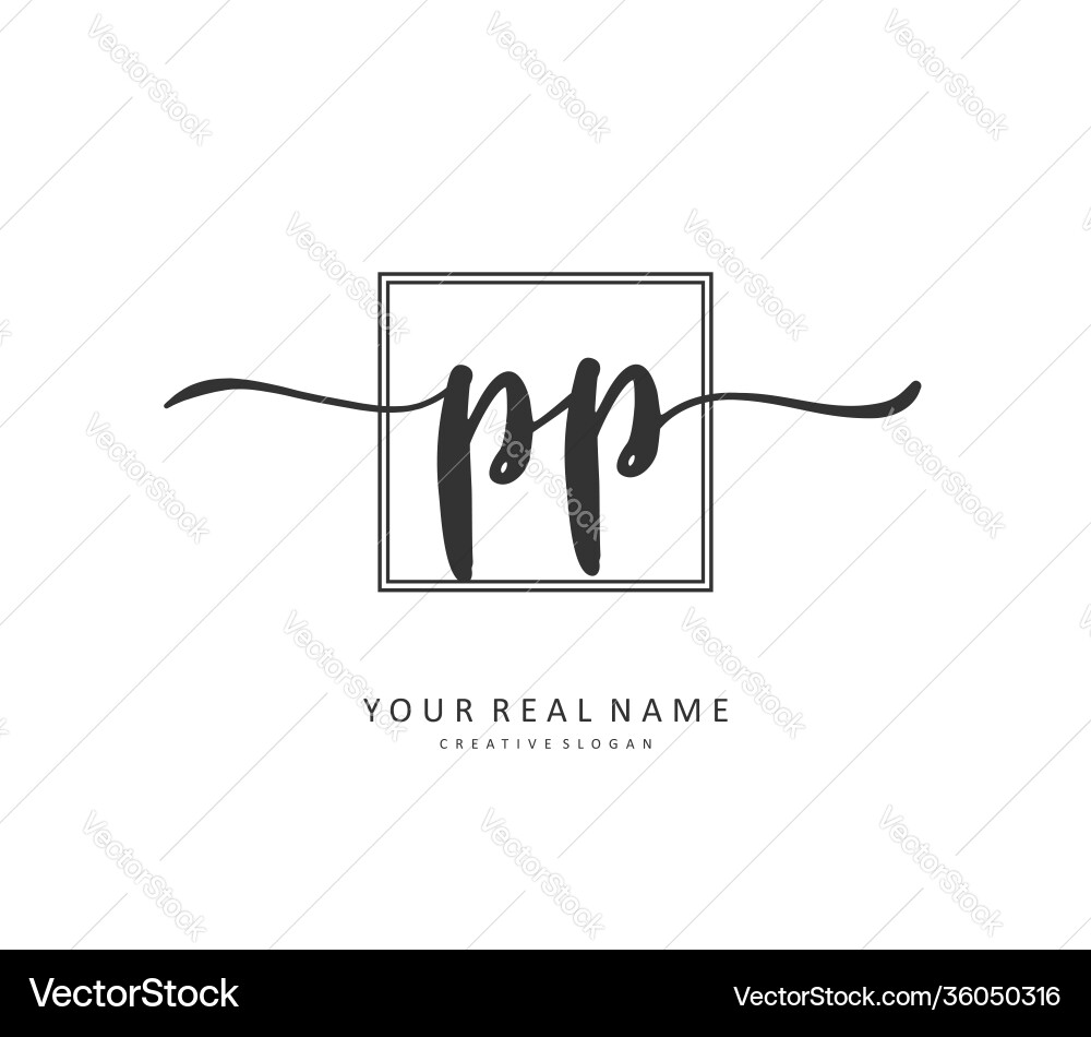 Pp initial letter handwriting and signature logo Vector Image