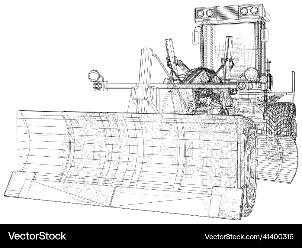 Road grader with a big shovel Royalty Free Vector Image
