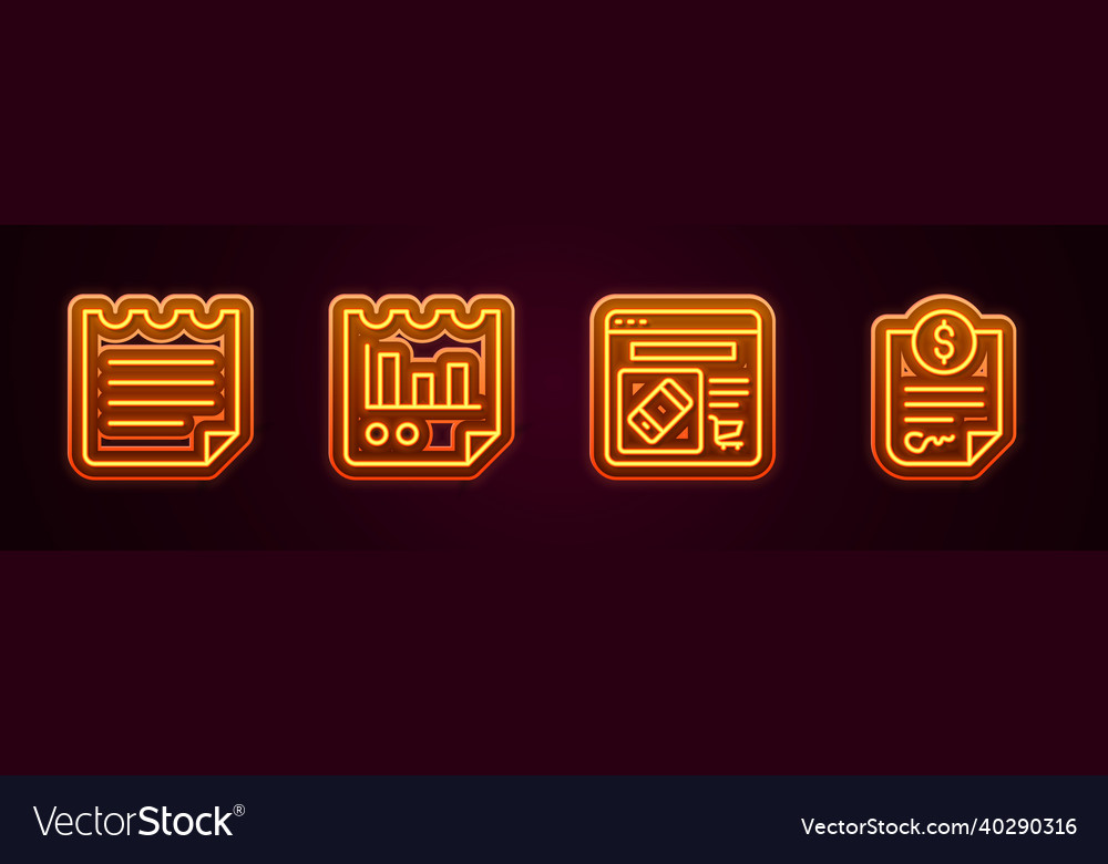 Set line notebook document with graph chart Vector Image