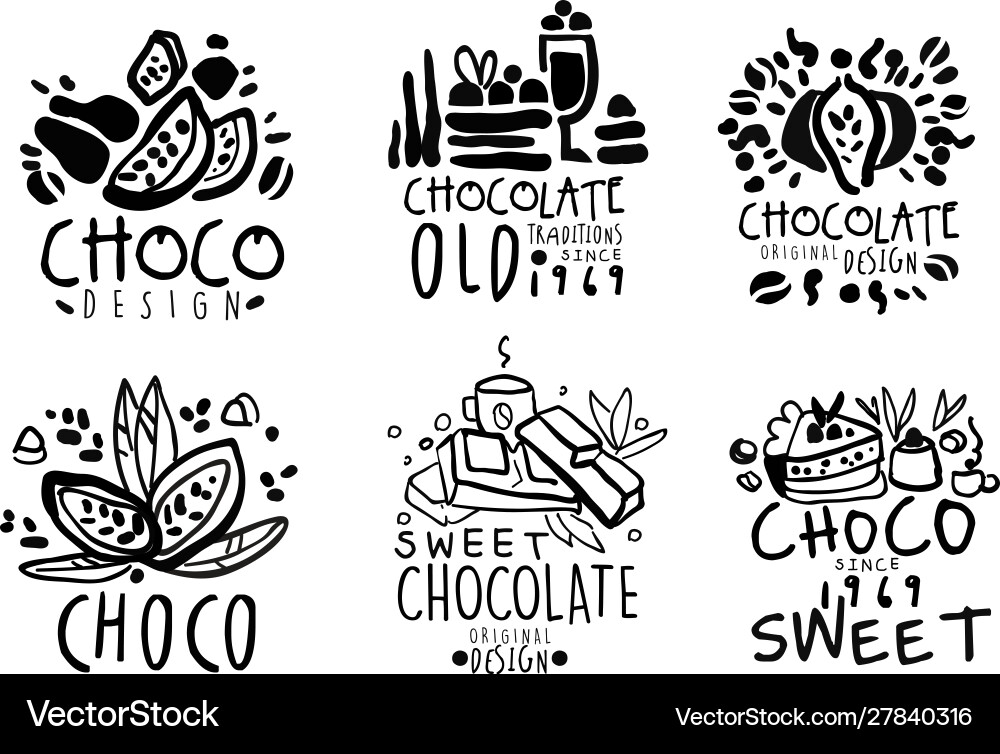 Set logos for a confectionery with chocolate Vector Image