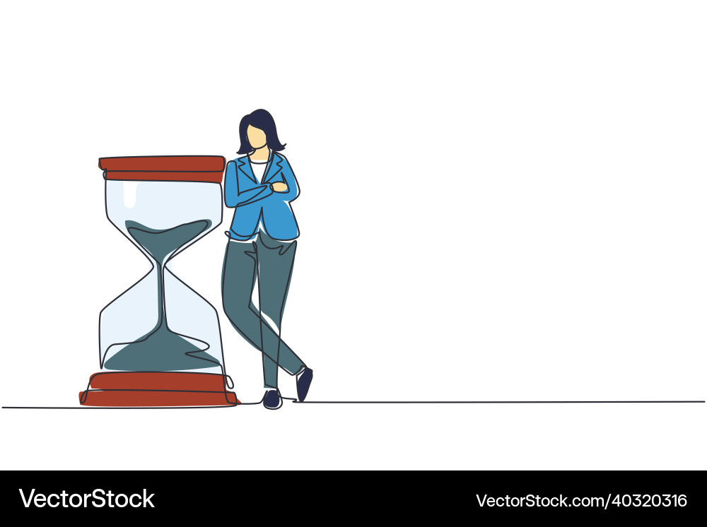 Single continuous line drawing businesswoman lean Vector Image