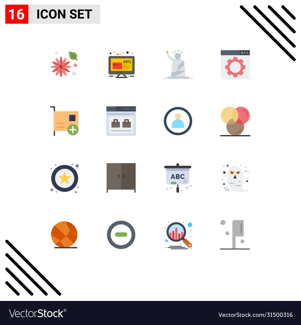 Stock icon pack 16 line signs and symbols for Vector Image