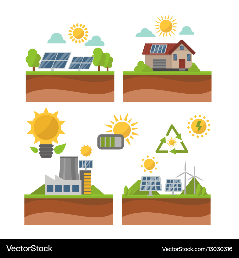 Sun solar energy power electricity technology Vector Image