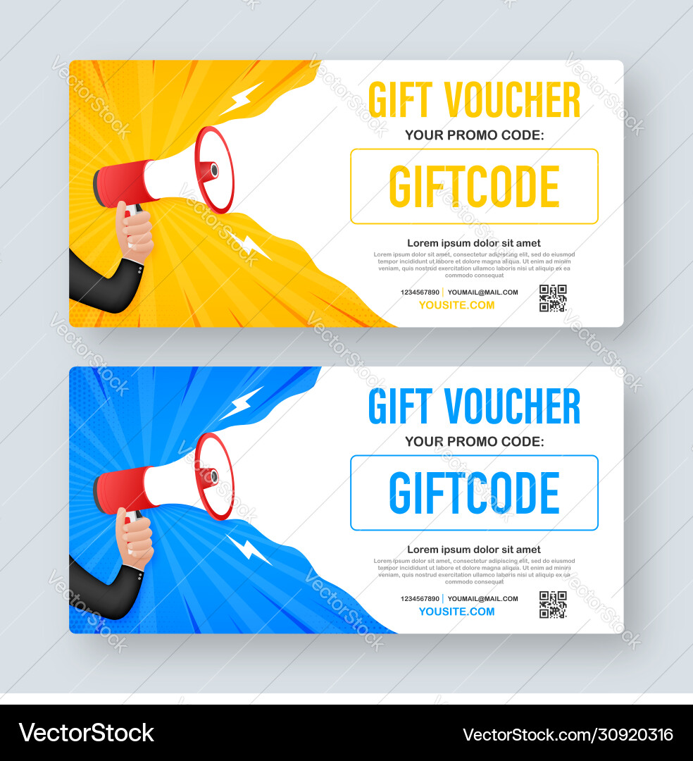 Template red and blue gift card voucher Royalty Free Vector