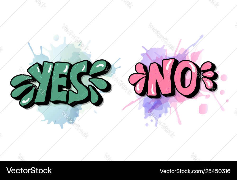 Yes and no hand lettering Royalty Free Vector Image