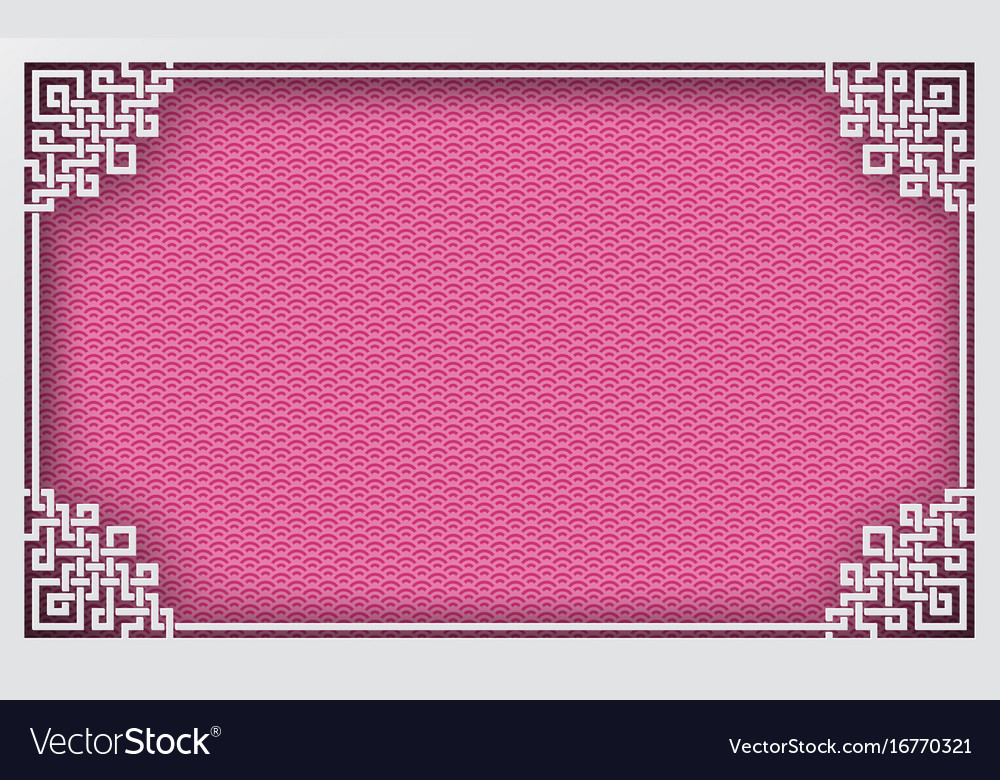 Chinese rectangle frame on pink pattern oriental Vector Image