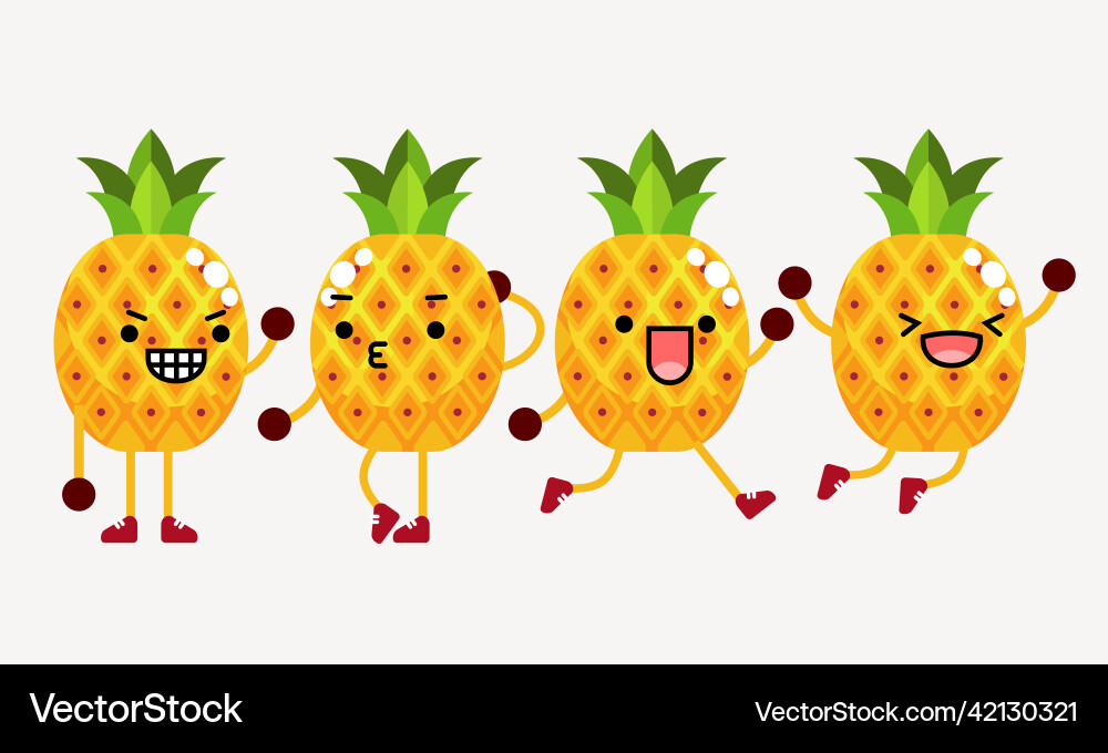 Collection of cute pineapple character mascot Vector Image