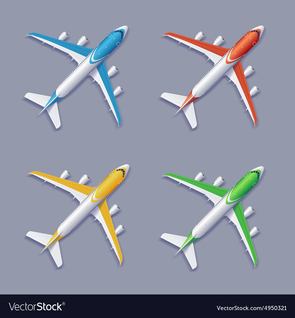 Color airplane set Royalty Free Vector Image - VectorStock