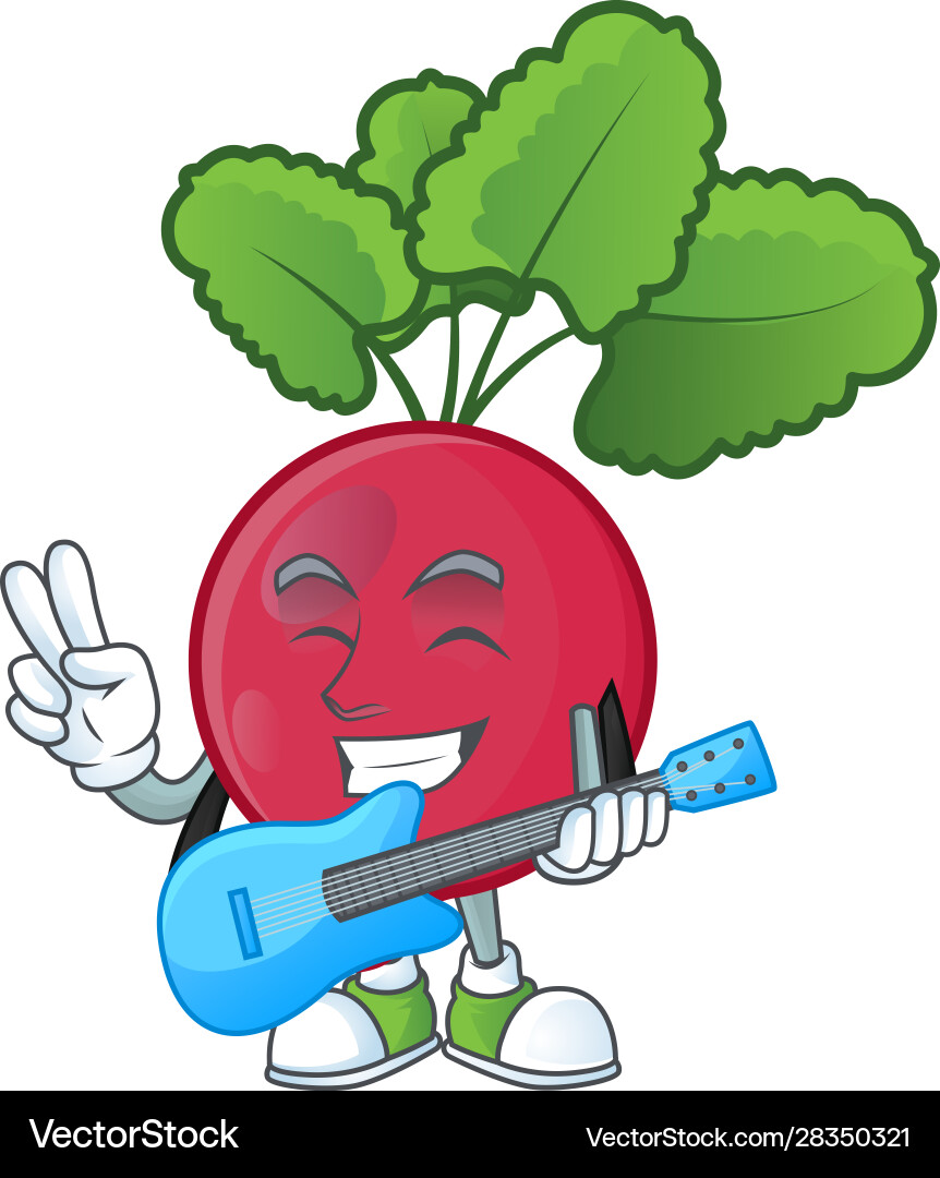 Cute and cool red radish cartoon character Vector Image