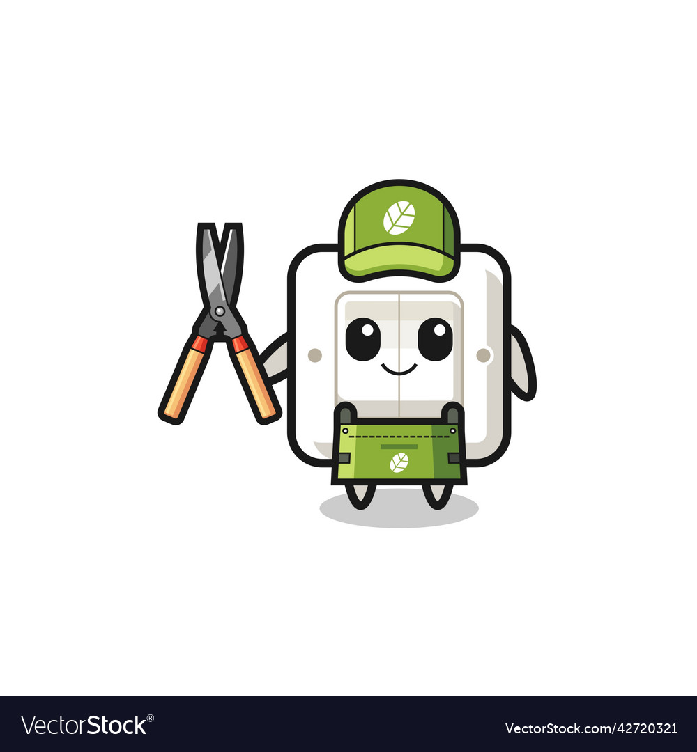 Cute Light Switch As Gardener Mascot Royalty Free Vector