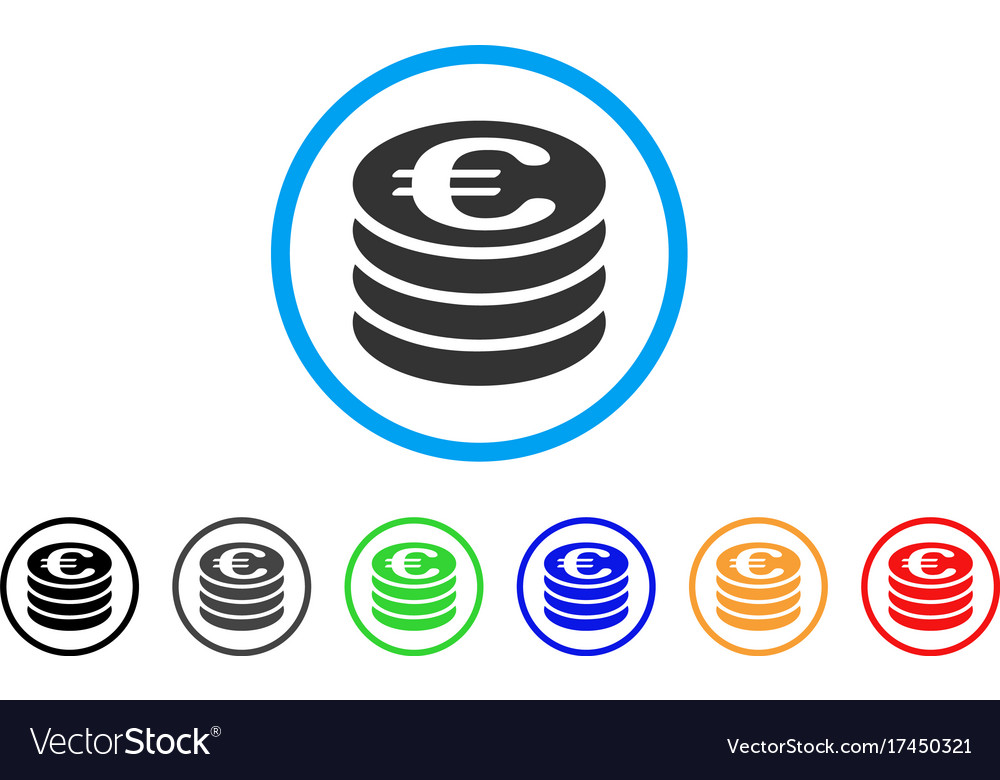 Euro coin stack rounded icon Royalty Free Vector Image