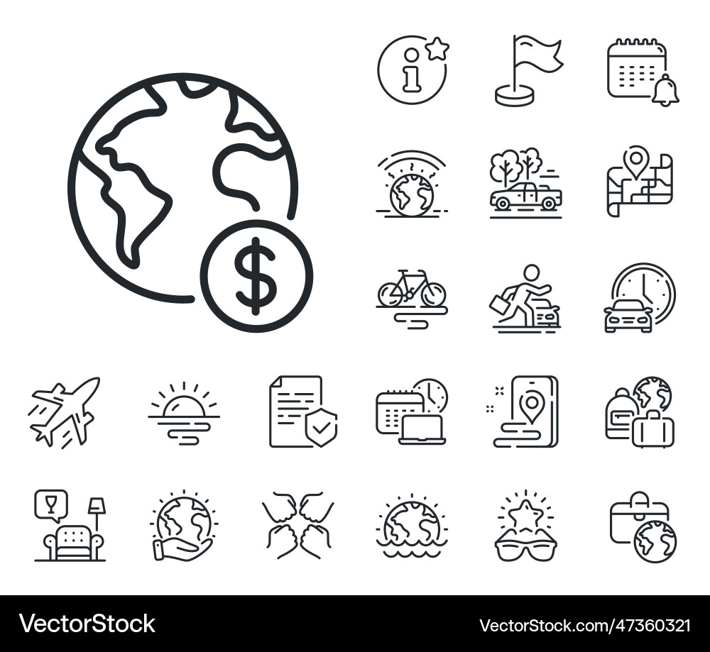 Global business line icon international Royalty Free Vector