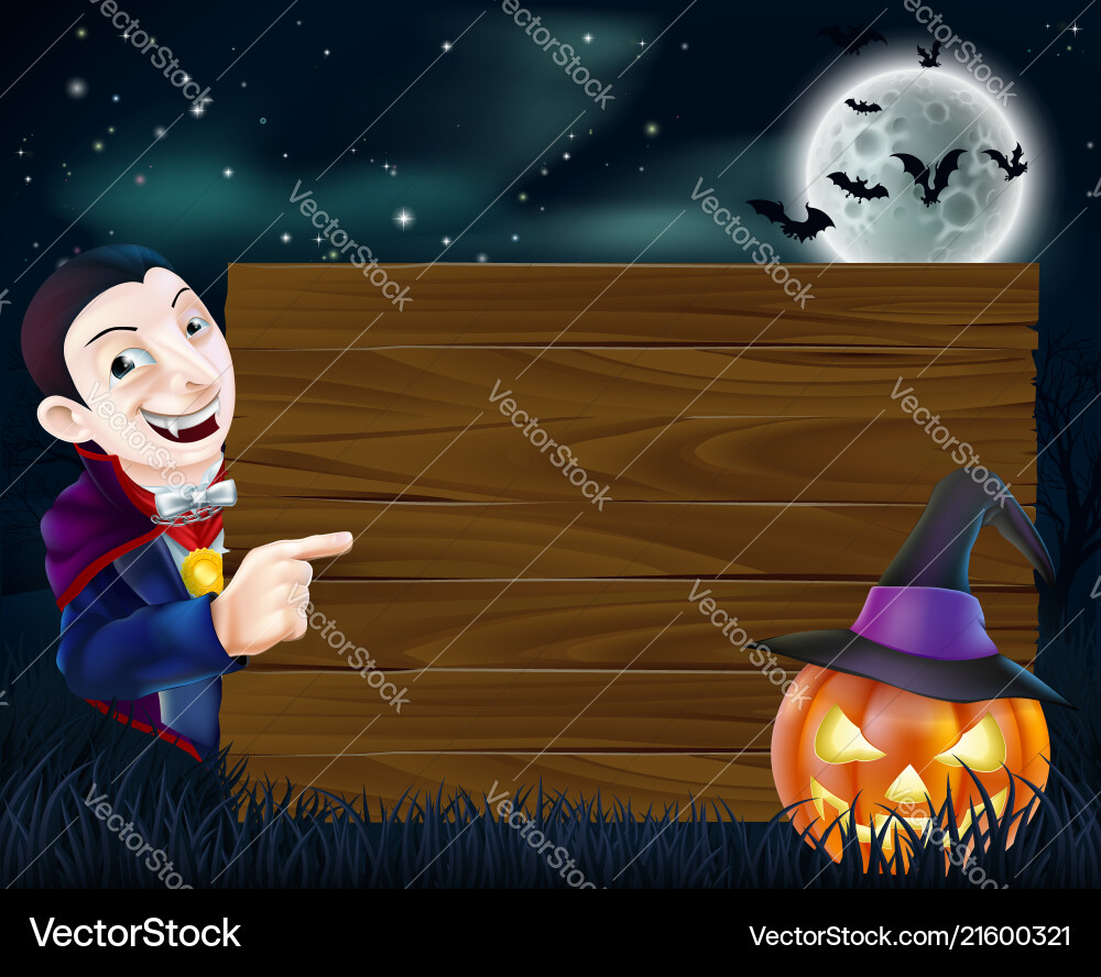 Halloween dracula wooden sign Royalty Free Vector Image