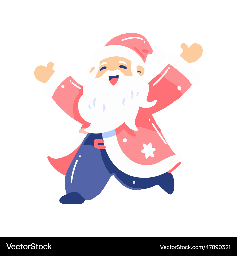 Hand drawn happy santa character in flat style Vector Image
