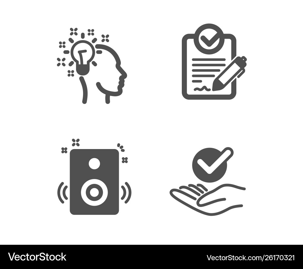 Rfp idea and speakers icons approved sign Vector Image