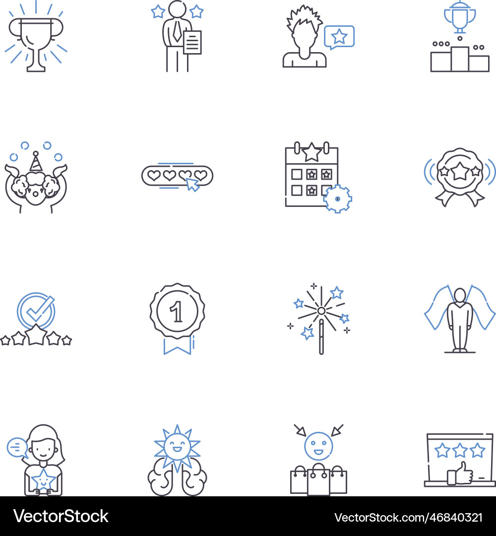 Sensational hit line icons collection success Vector Image