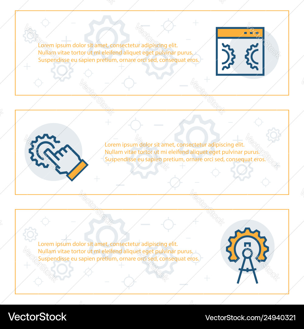 Simple banners set engineering items Royalty Free Vector