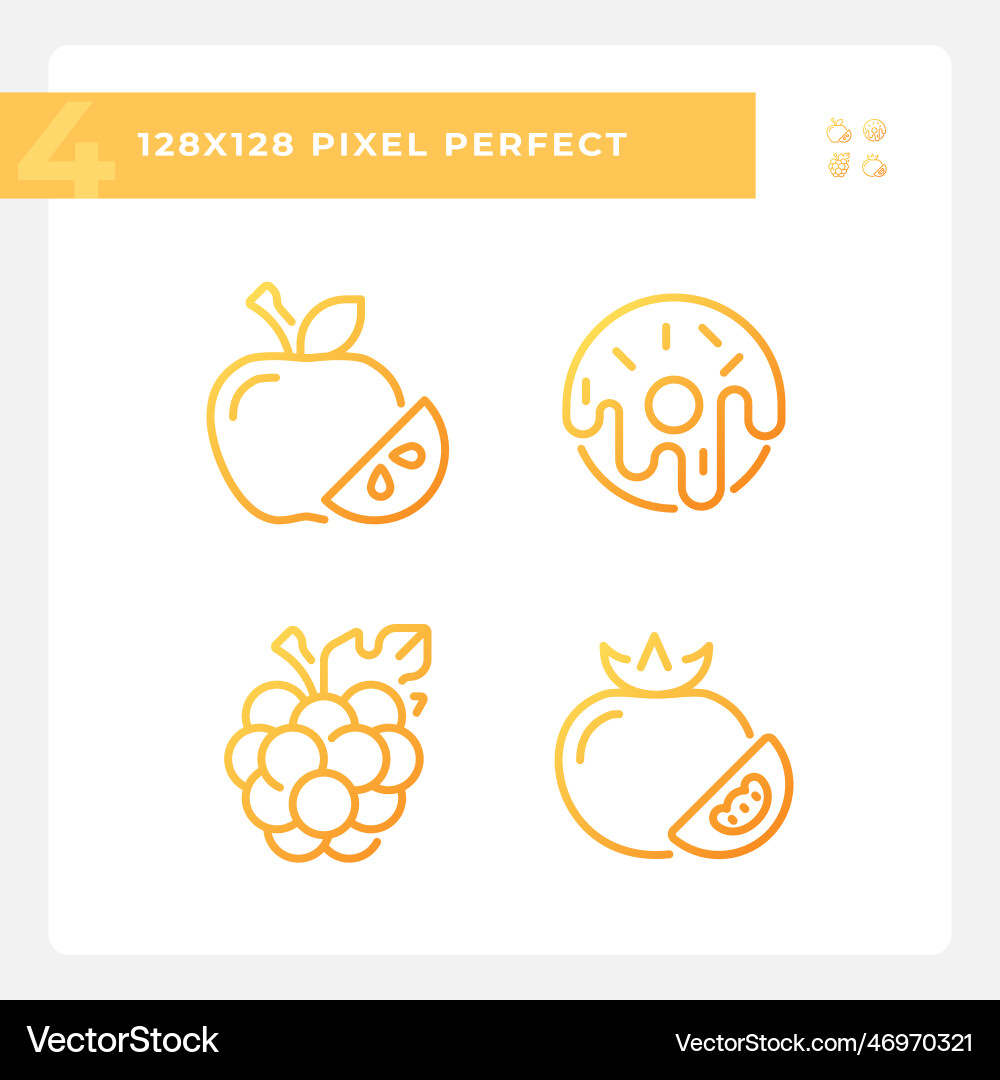 Supermarket items pixel perfect gradient linear Vector Image