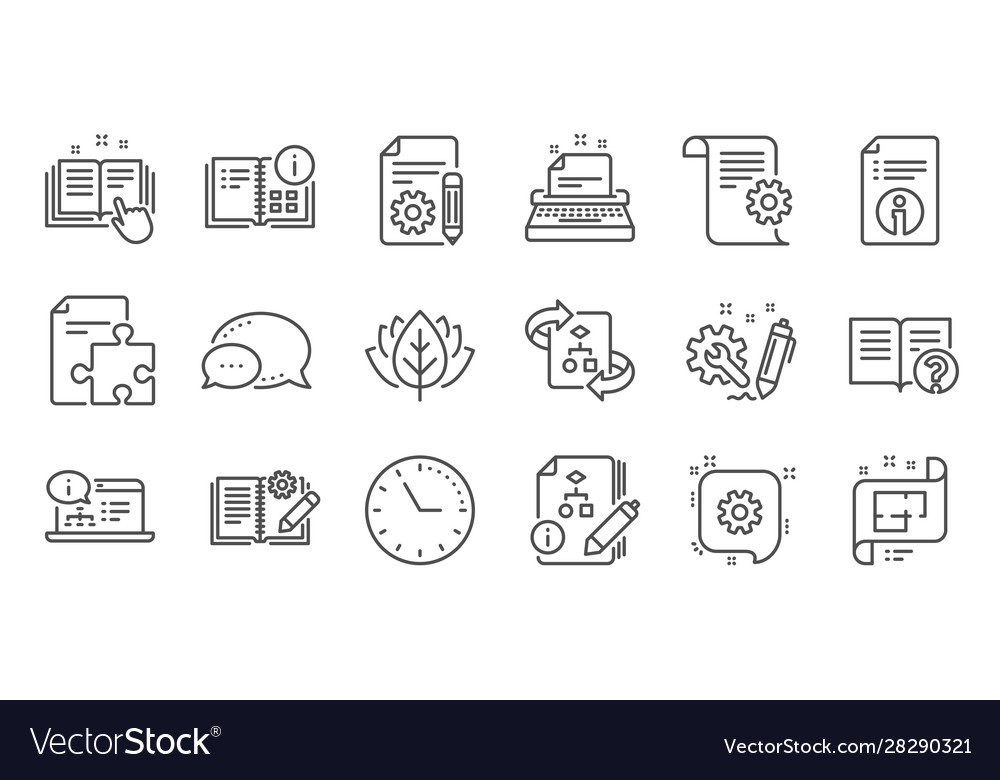Technical documentation line icons instruction Vector Image