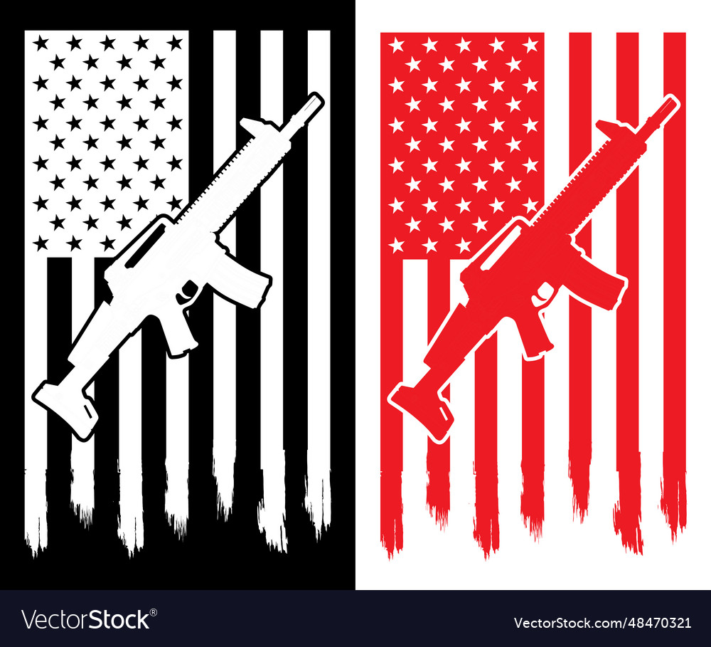 Usa flag m4 rifle second amendment Royalty Free Vector Image