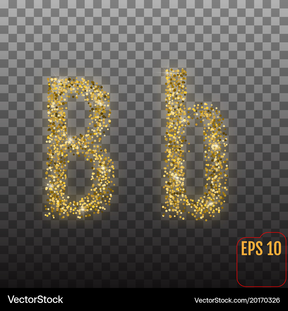 Alphabet gold letter b on transparent background Vector Image