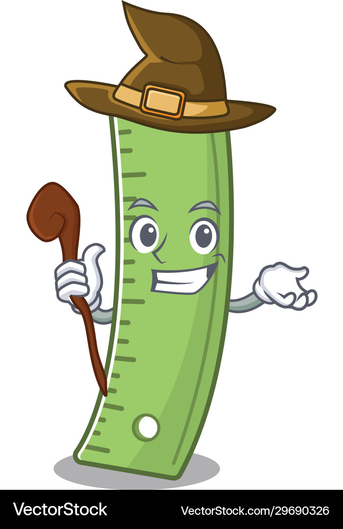 Cartoon mascot style ruler dressed as a witch Vector Image