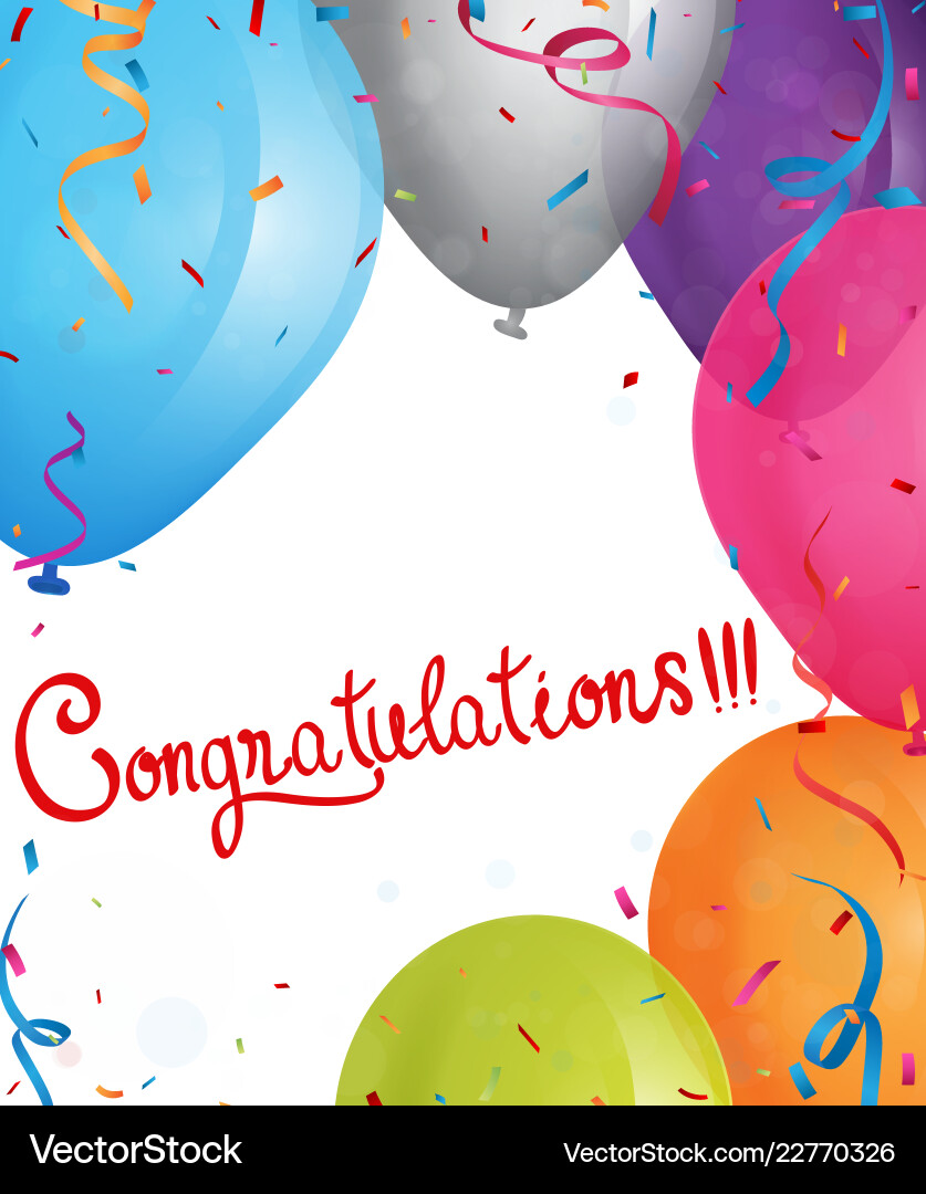 Congratulations design with ribbon and confetti Vector Image