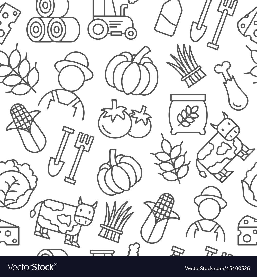 Farm icon pattern agriculture tractor farmer Vector Image