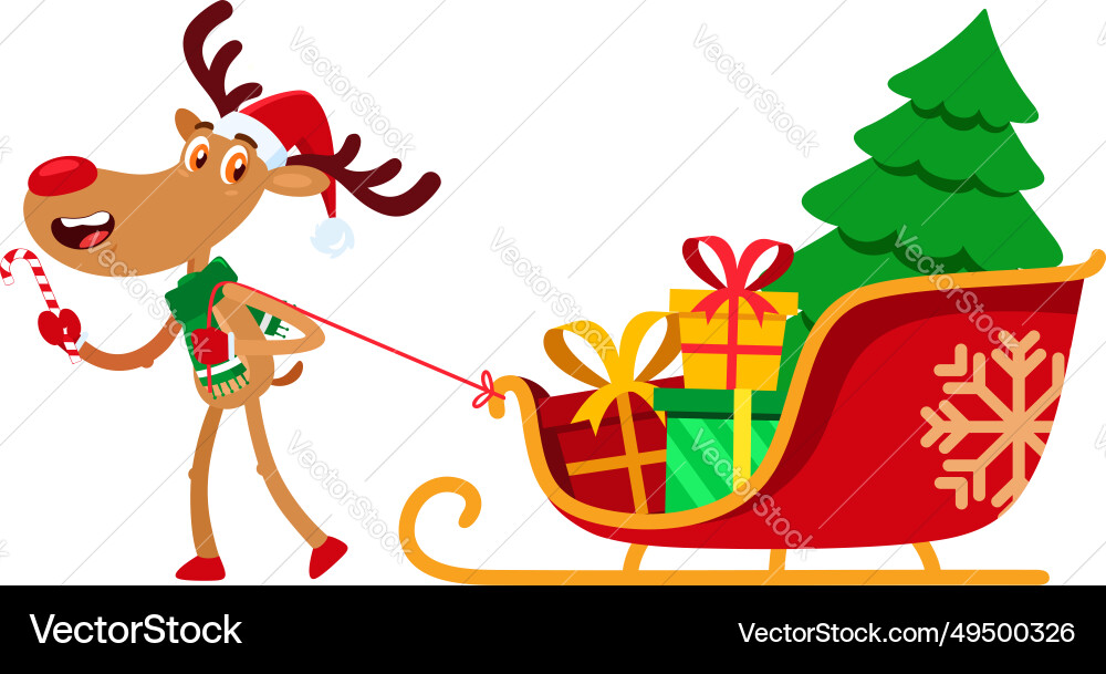 Funny reindeer cartoon character Royalty Free Vector Image