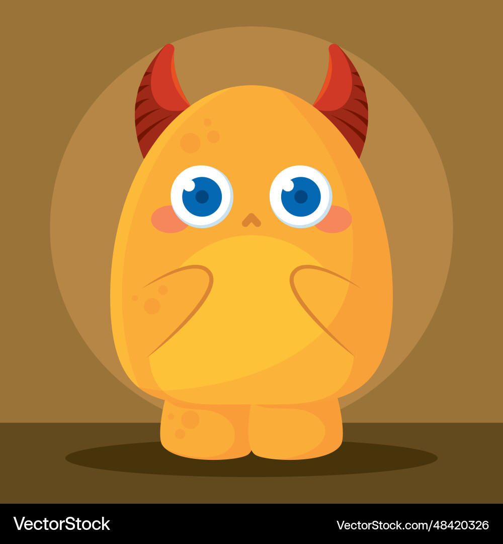 Isolated colored cute happy monster character Vector Image