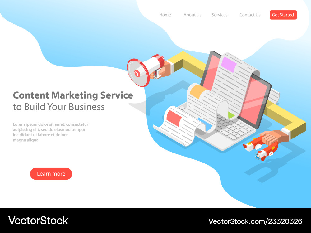 Isometric flat landing page template of Royalty Free Vector