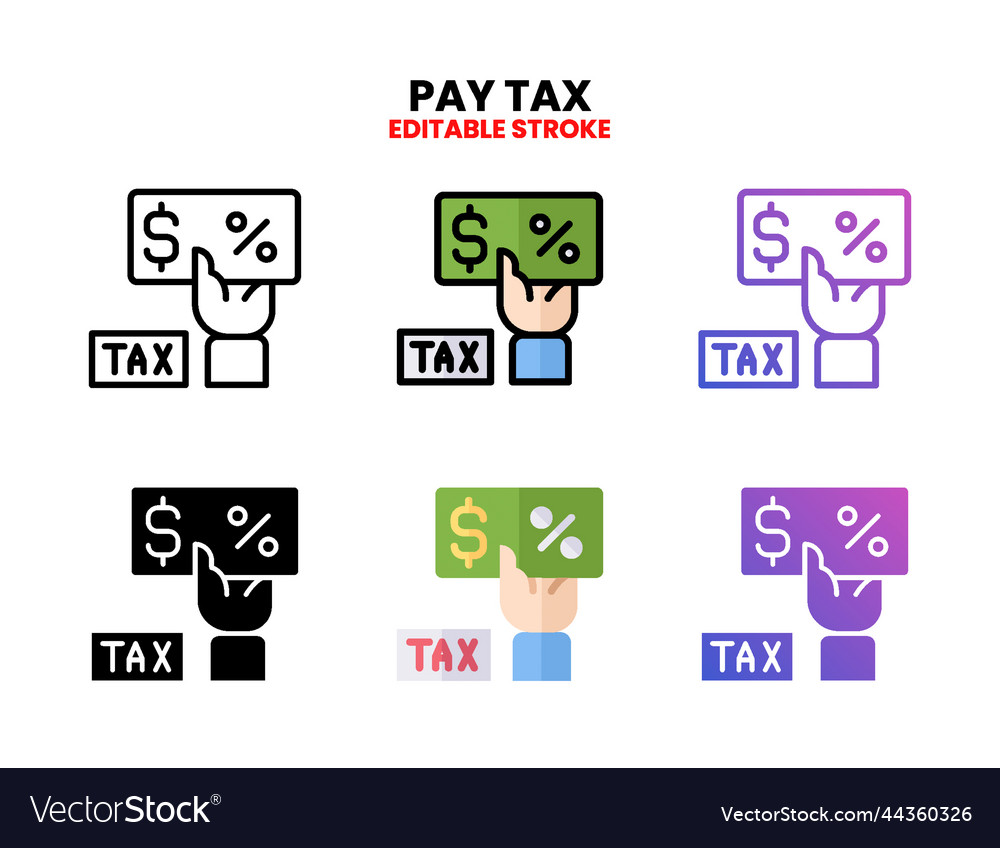 Pay tax icon set with different styles Royalty Free Vector