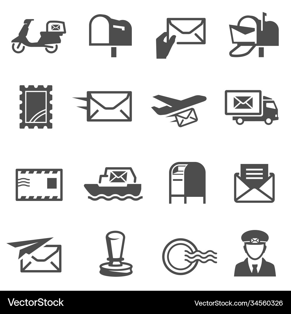 Post service set delivery business and mail Vector Image
