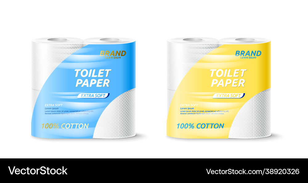 Realistic toilet paper roll package mockup Vector Image