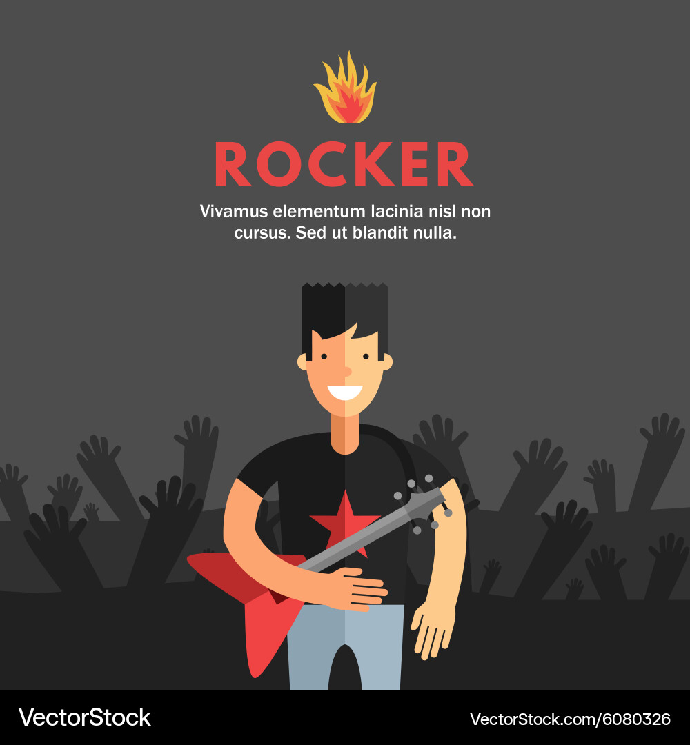 Rock musician playing electrical guitar flat Vector Image