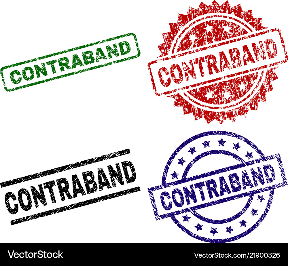 Scratched textured contraband seal stamps Vector Image
