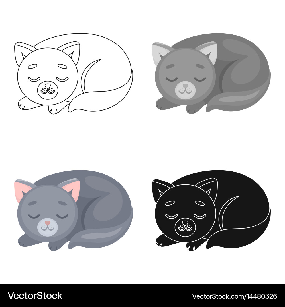 Sleeping cat icon in cartoon style isolated Vector Image
