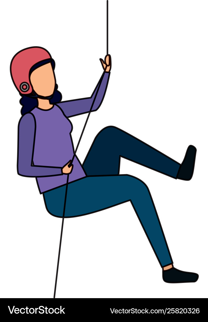 Woman climbing with rope character Royalty Free Vector Image