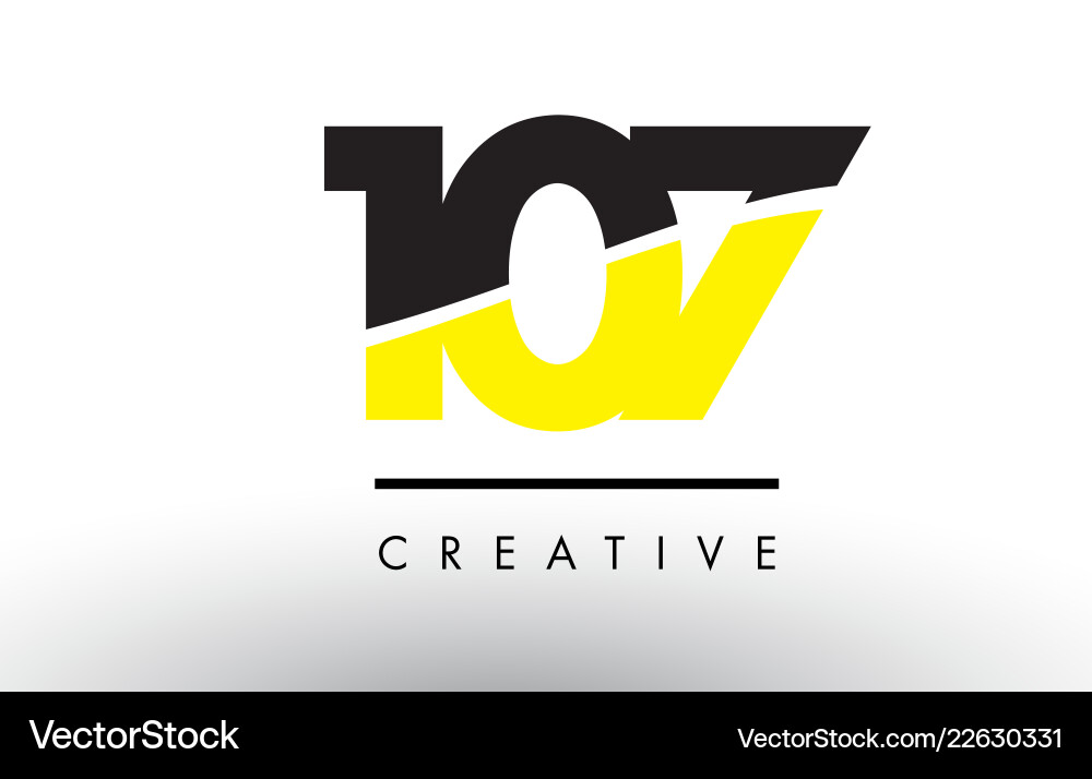 107 black and yellow number logo design Royalty Free Vector