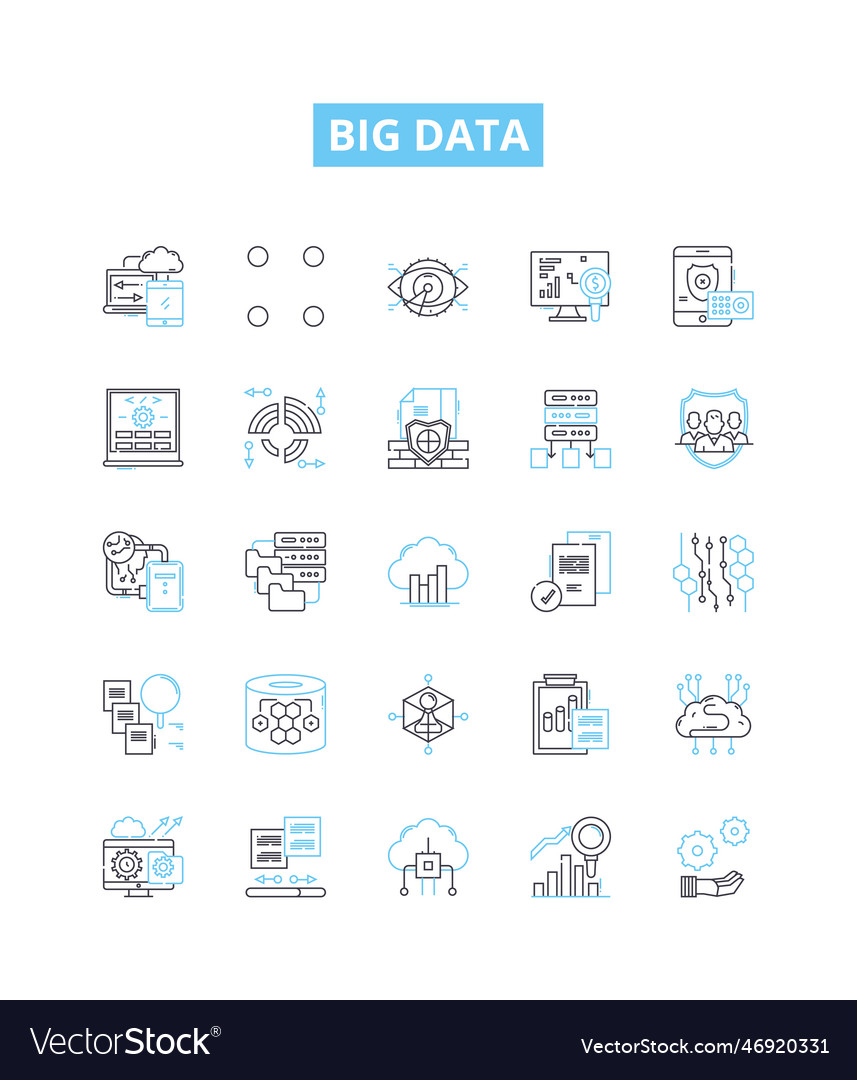 Big data line icons set hadoop analytics Vector Image