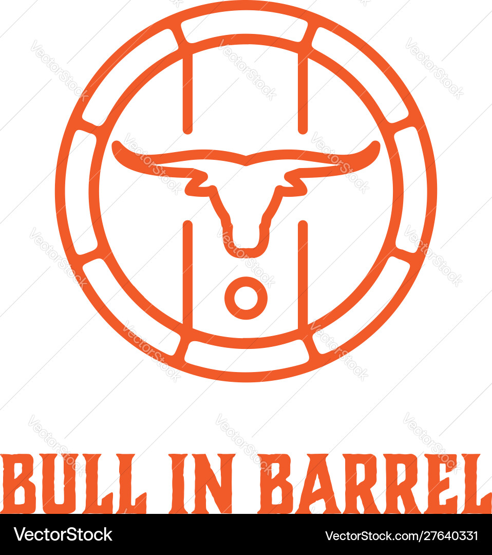 Bull and barrel line style beer wine logo Vector Image