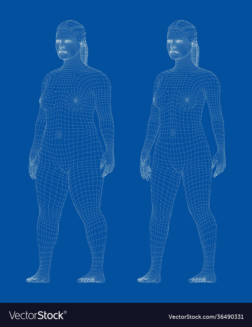 Fat And Slim Woman Before After Weight Loss Vector Image