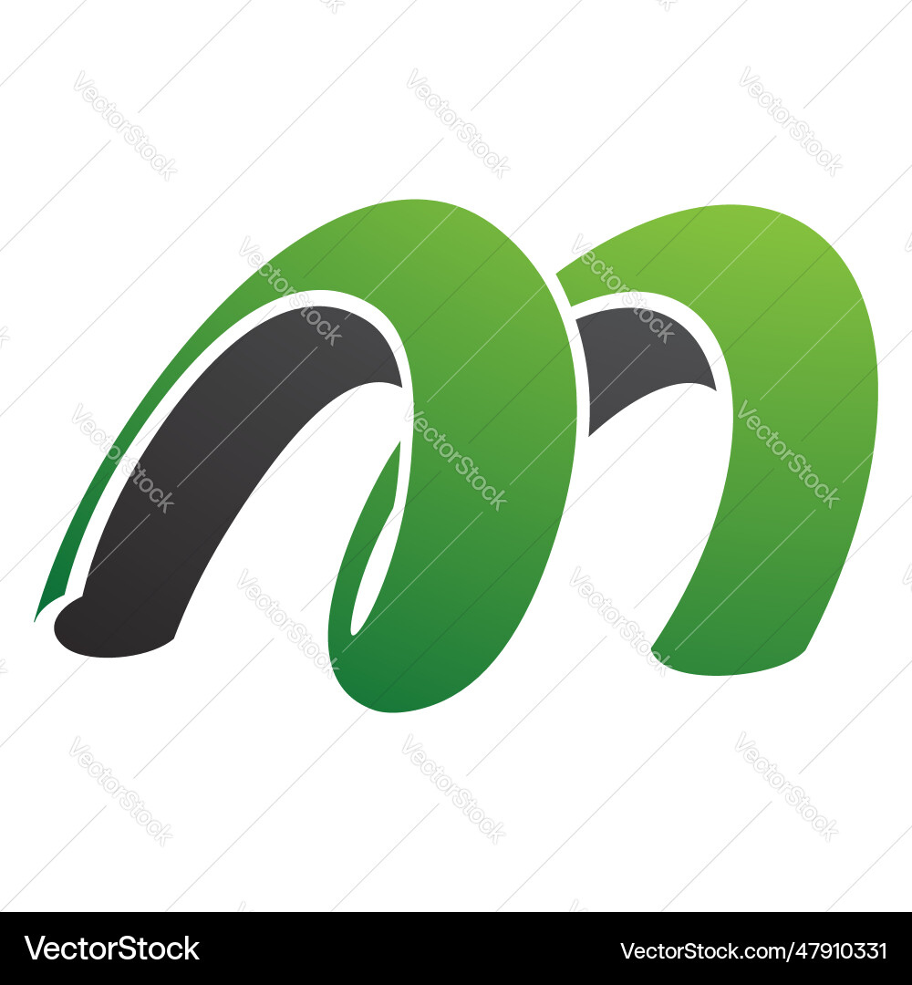 Green and black spring shaped letter m icon Vector Image