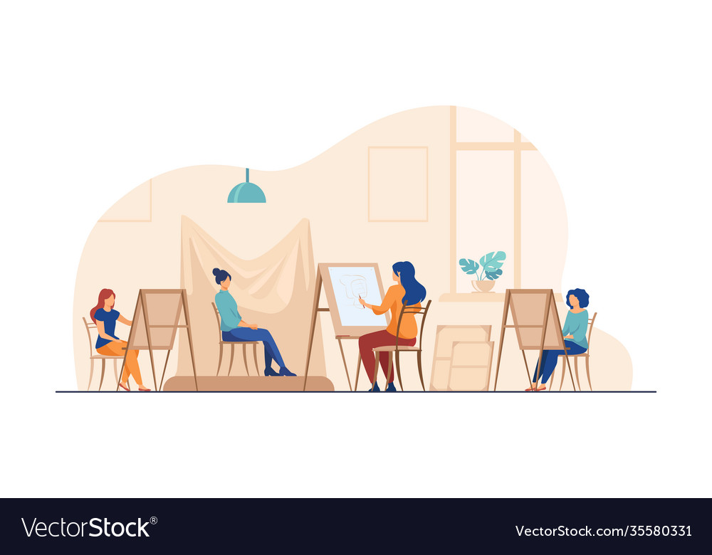Model posing for art workshop Royalty Free Vector Image